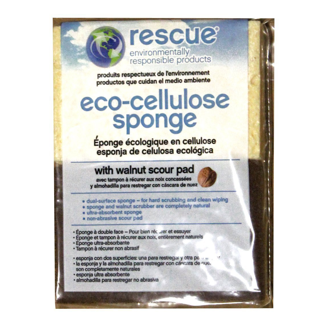Rescue Eco-Cellulose Sponge with Walnut Scour Pad – 2 pack – Emsco Group